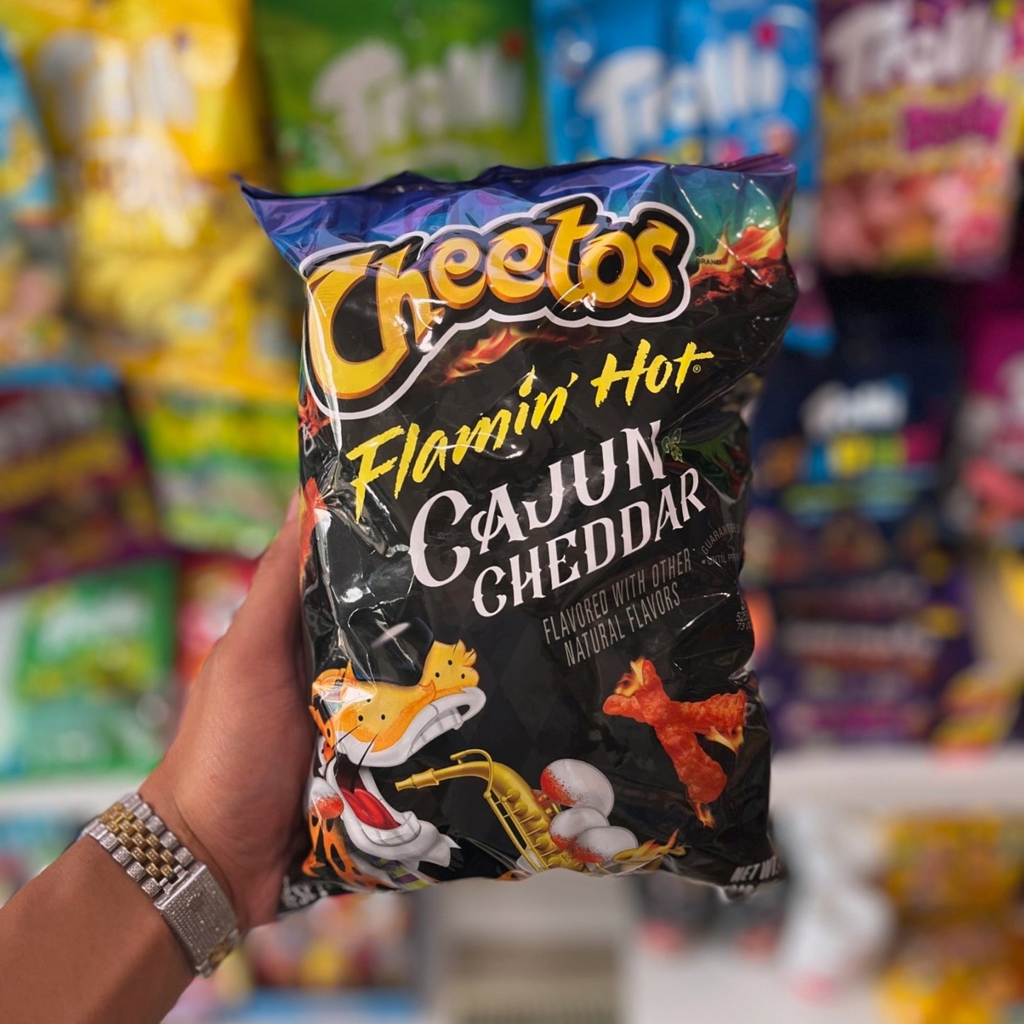 Usa Cheetos Flamin Hot Cajun Cheddar 85oz Snack Bar Co